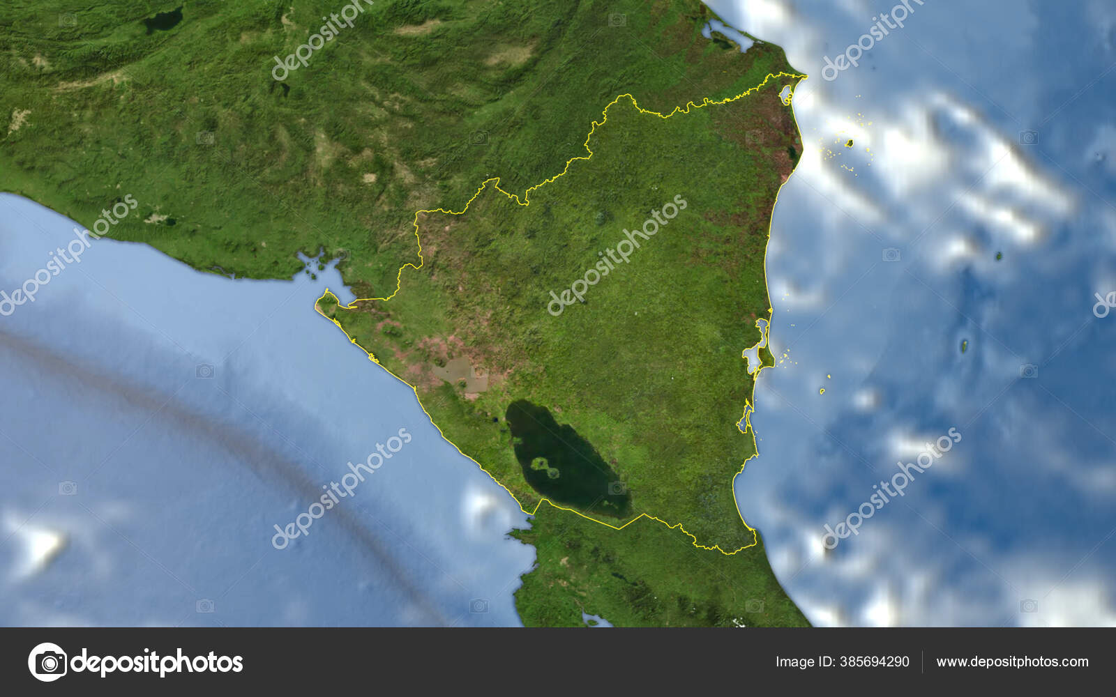 Nicaragua Esbozado Imagen Satelital Alta Resolución — Foto de stock ...