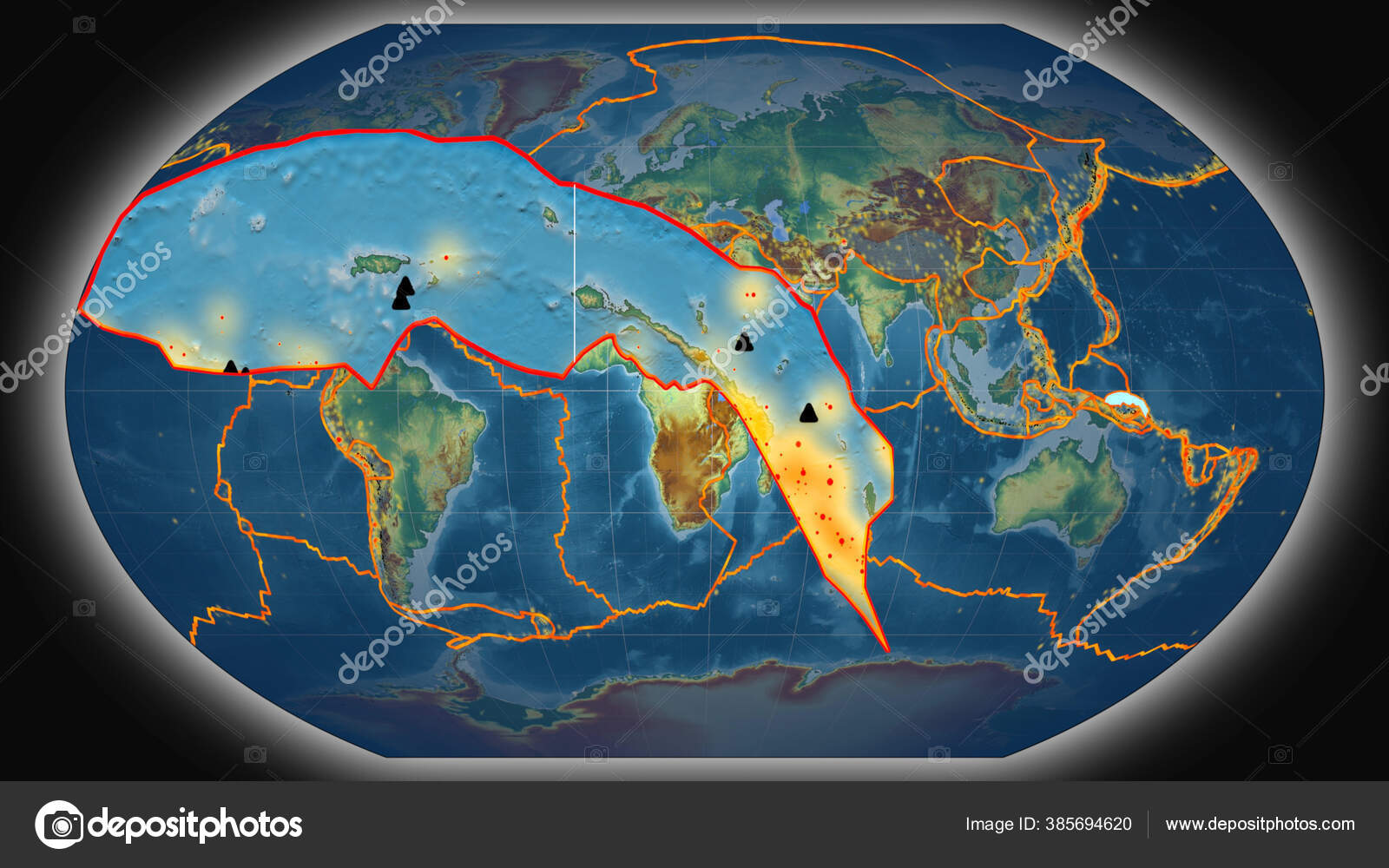 North Bismarck Tectonic Plate Extruded Presented Global Topographic ...