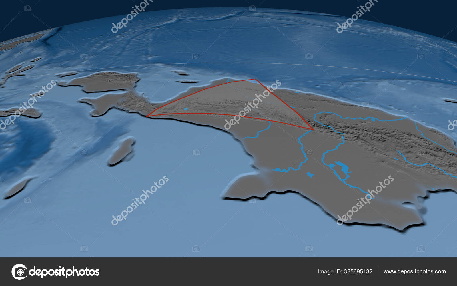 Maoke Tectonic Plate Outlined Globe Topography Bathymetry Colored ...