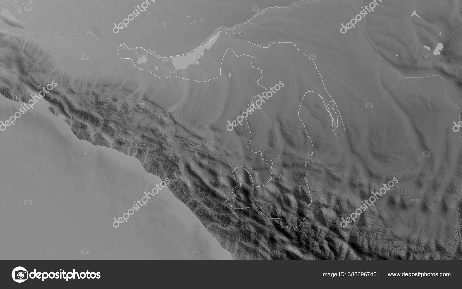 Adygey Republic Russia Grayscaled Map Lakes Rivers Shape Outlined Its — Stock Photo © Yarr65 ...