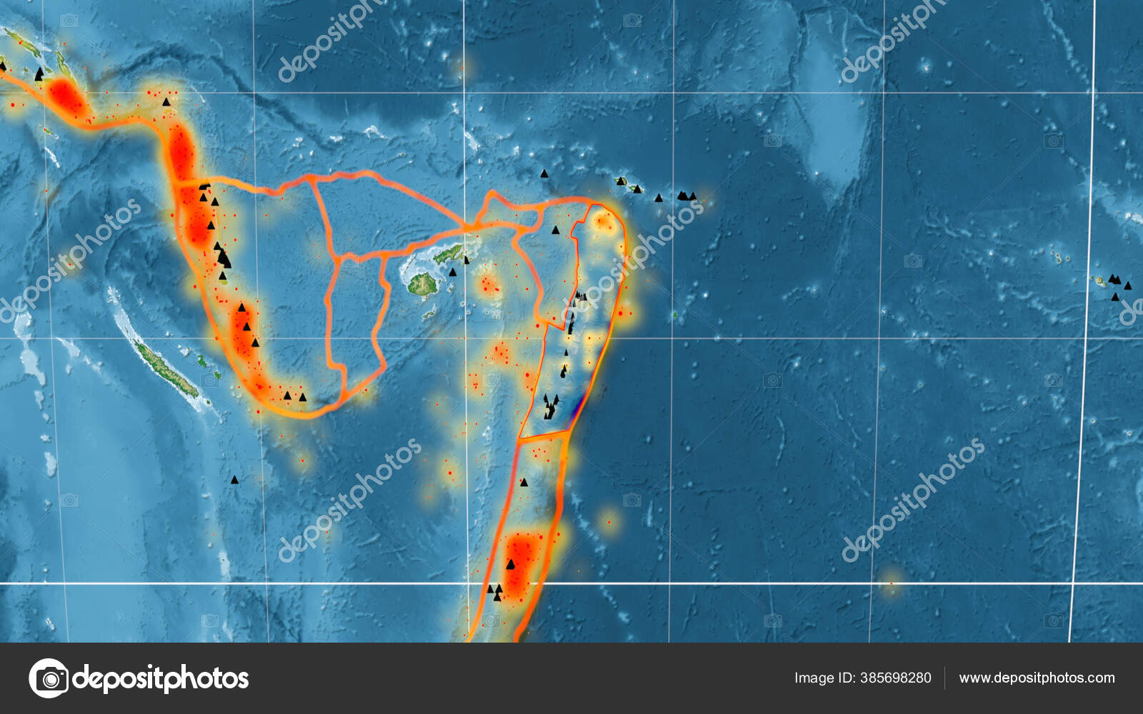 Tonga Tectonic Plate Outlined Global Color Physical Map Kavrayskiy ...