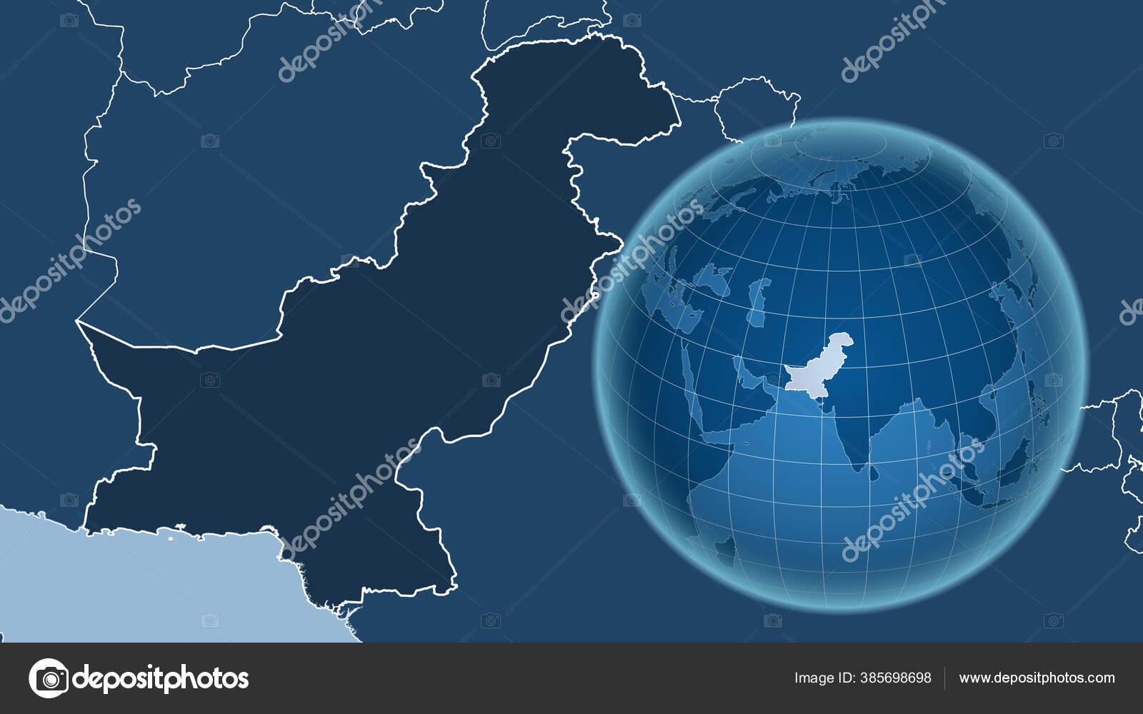 Pakistan Globe Shape Country Zoomed Map Its Outline Shapes Only — Stock ...