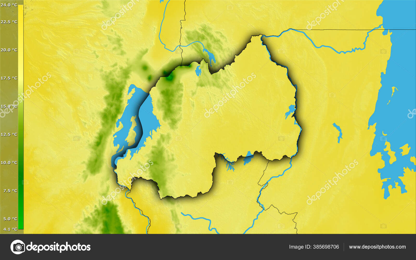 Mean Temperature Warmest Quarter Rwanda Area Stereographic Projection ...