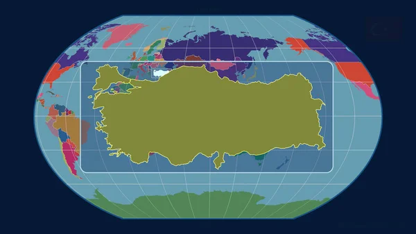 Zoomed-in view of Turkey outline with perspective lines against a ...