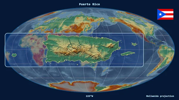 Zoomed-in view of Puerto Rico outline with perspective lines against a ...