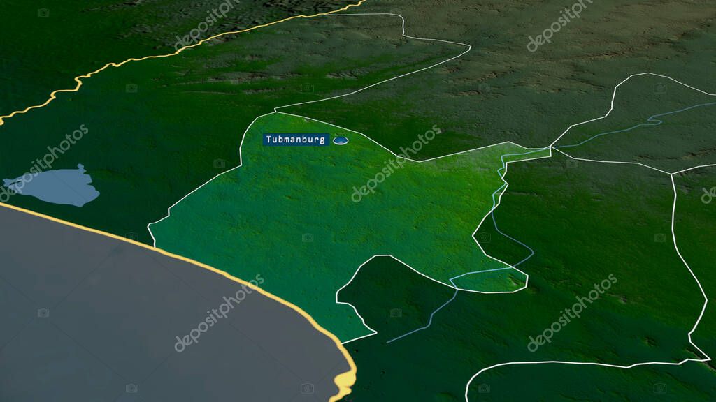 Bomi - condado de Liberia zoomed y destacó con capital. Características ...