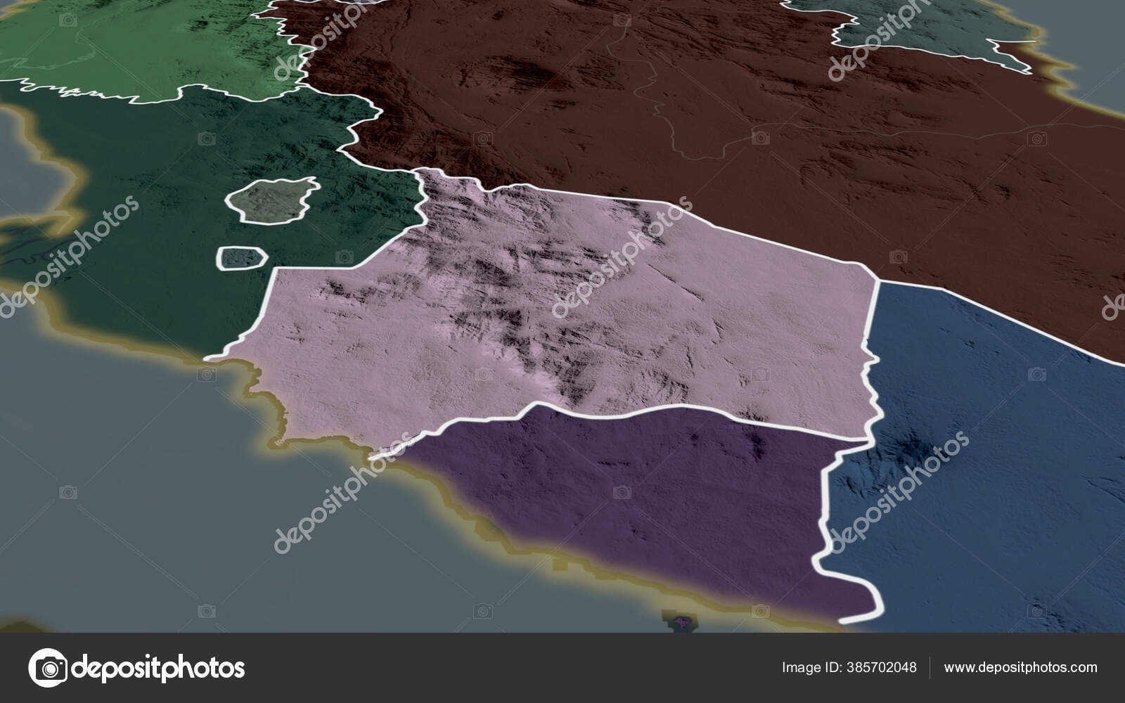 Negeri Sembilan State Malaysia Zoomed Highlighted Colored Bumped Map ...