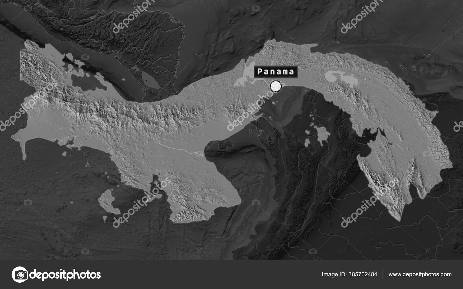 Highlighted Area Panama Capital Point Label Desaturated Map Its ...