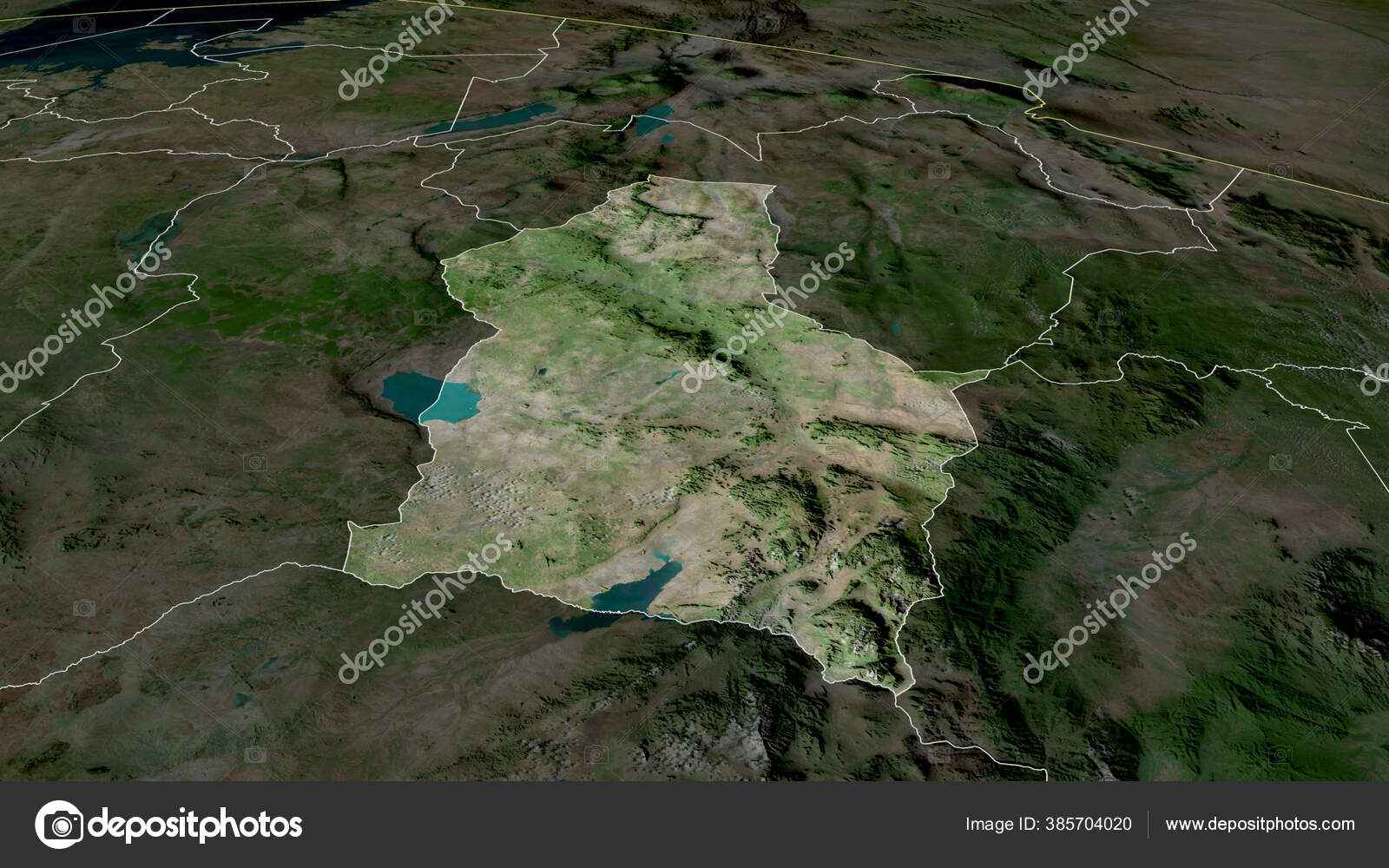 Dodoma Region Tanzania Zoomed Highlighted Satellite Imagery Rendering ...
