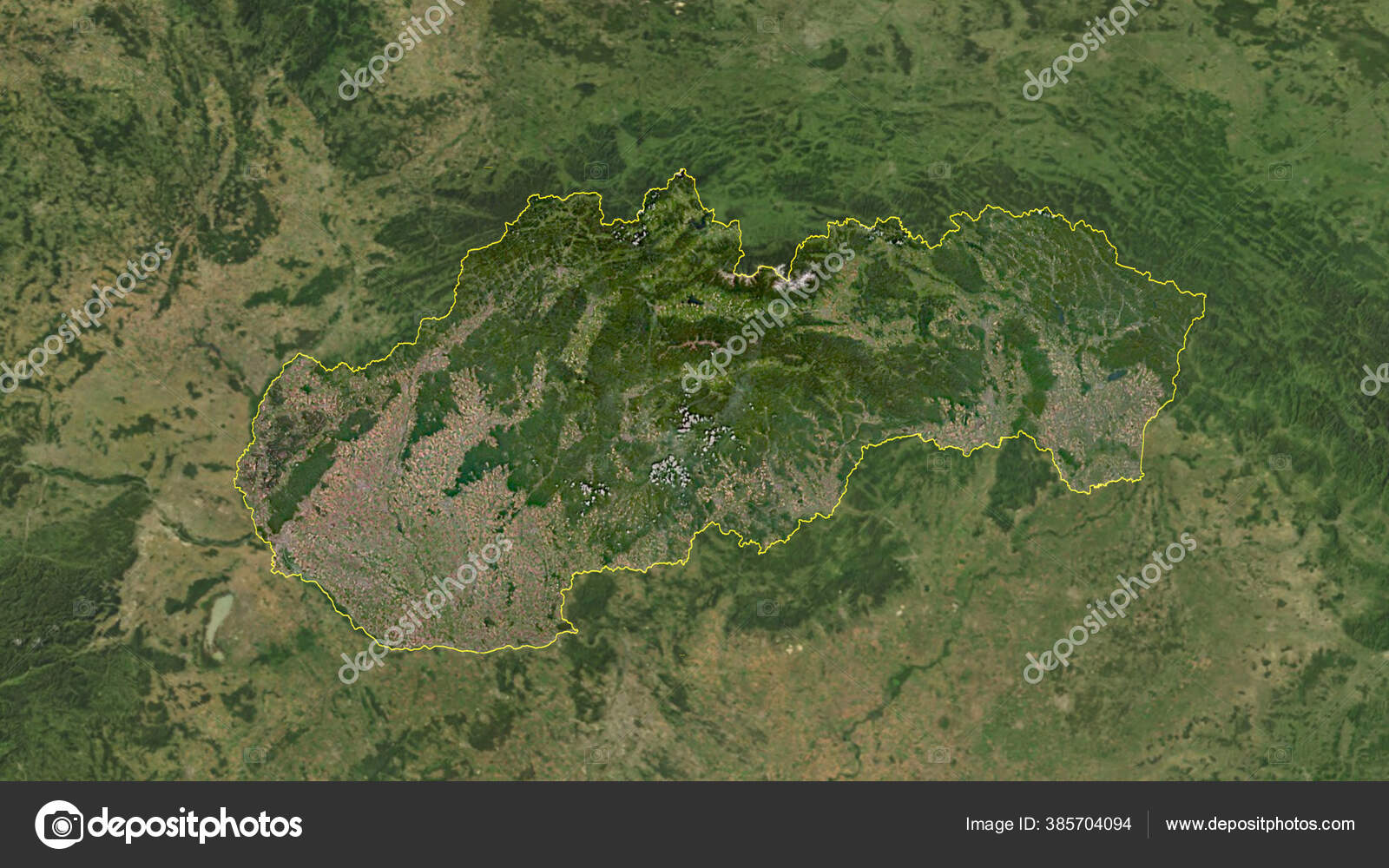 Eslovaquia Esbozado Imagen Satelital Alta Resolución — Foto de stock ...