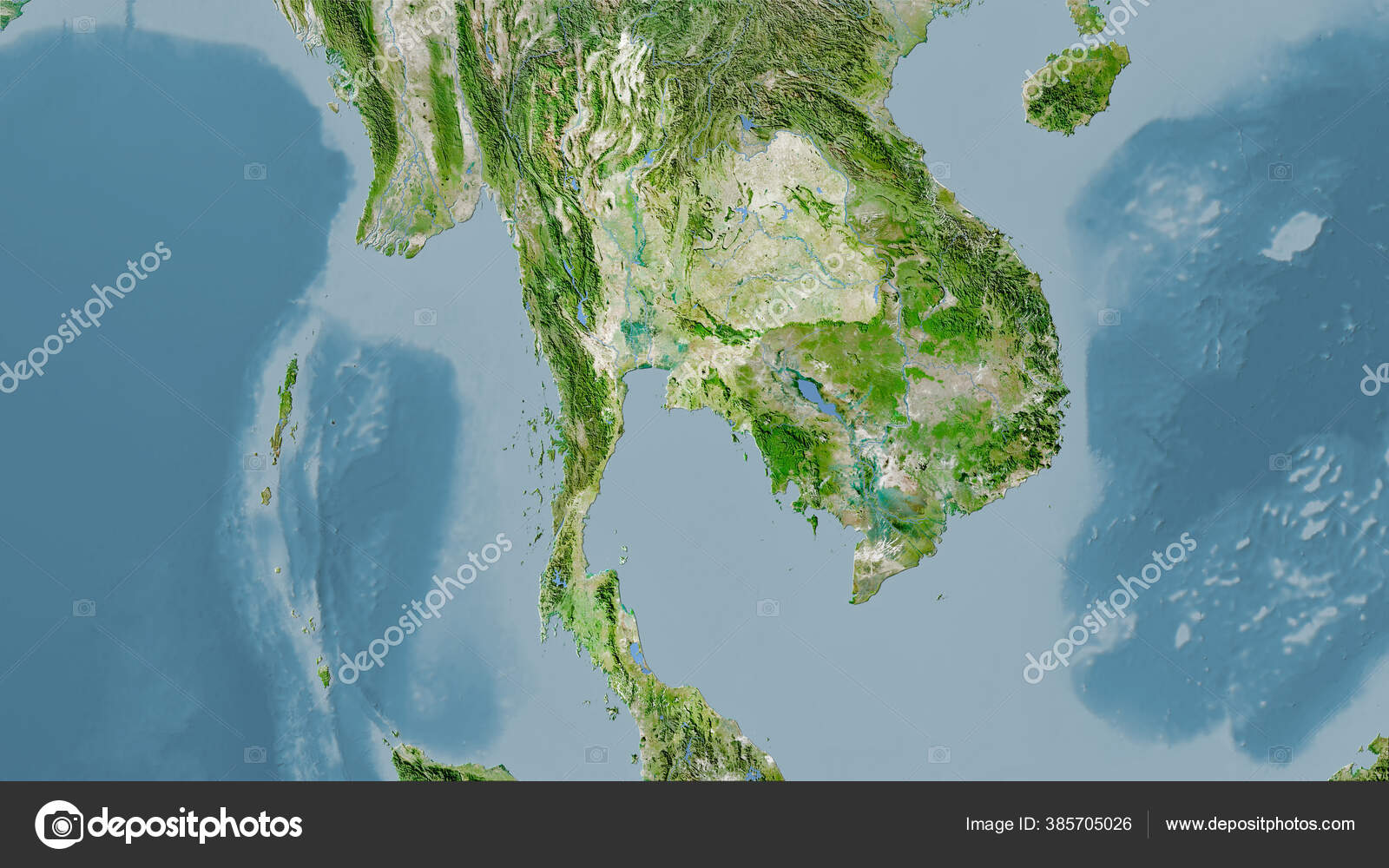Thailand Area Satellite Map Stereographic Projection Raw Composition ...