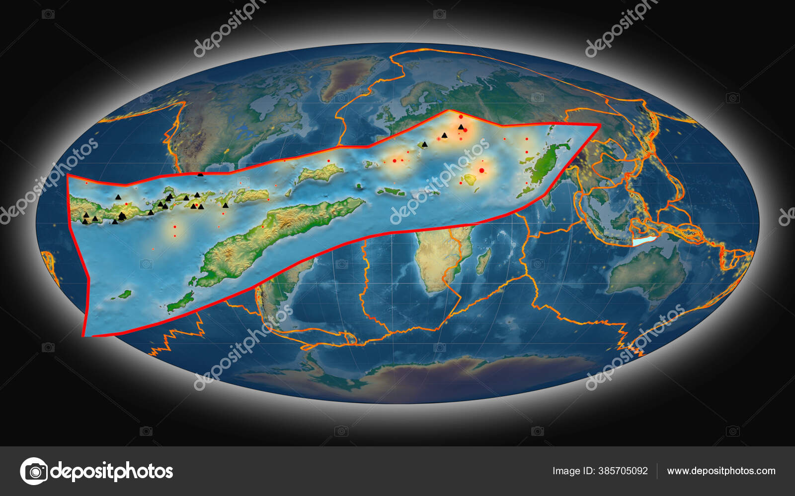 Timor Tectonic Plate Extruded Presented Global Color Physical Map ...