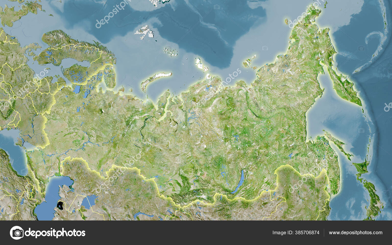 Russia Area Satellite Map Stereographic Projection Raw Composition ...