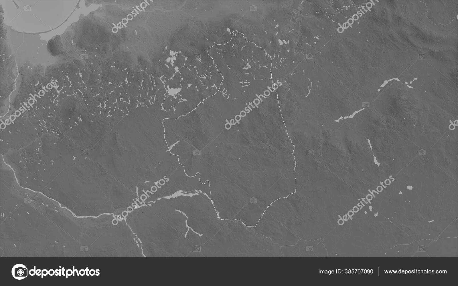 Podlachian Voivodeship Poland Grayscaled Map Lakes Rivers Shape Outlined Its — Stock Photo ...