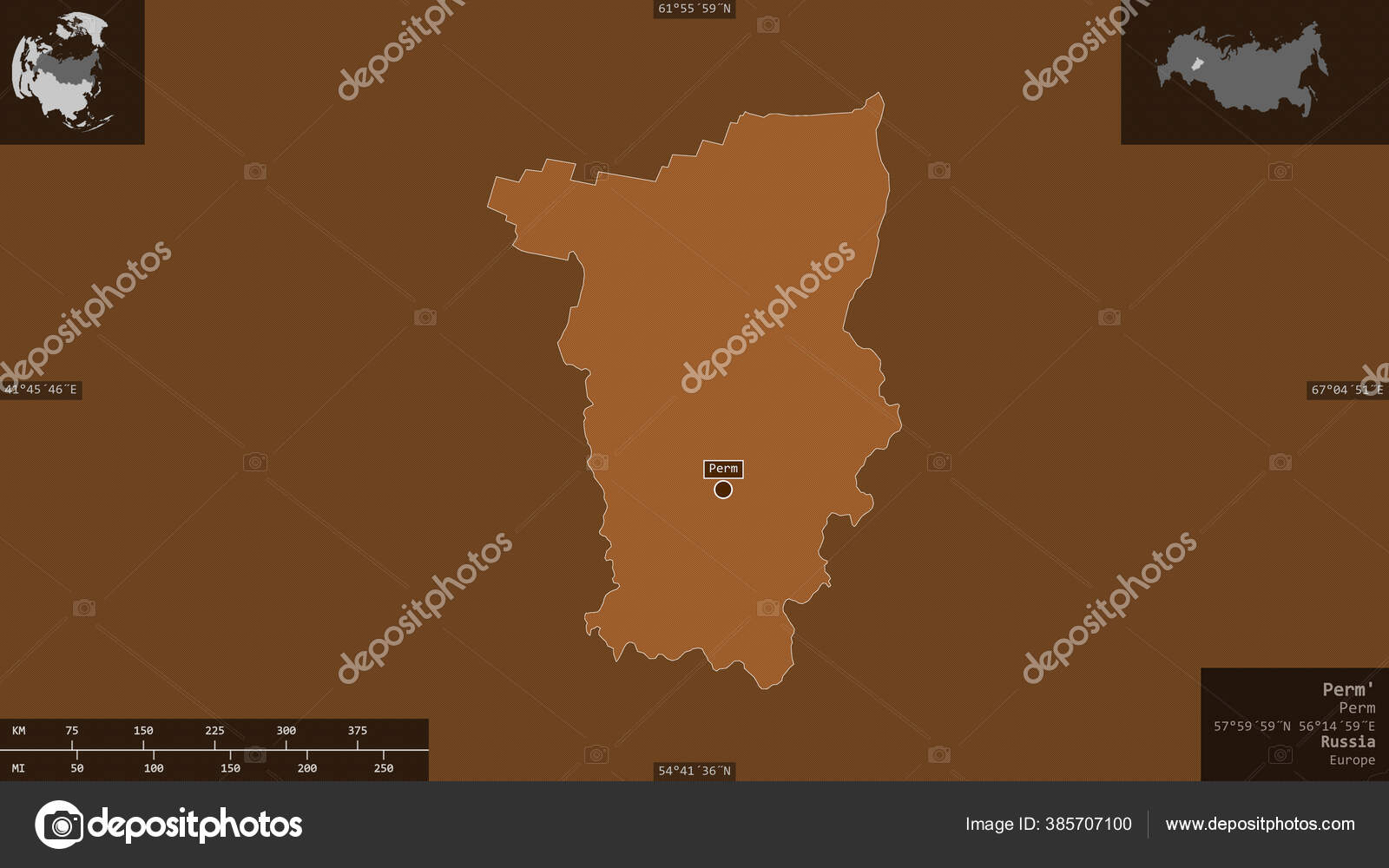 Perm' Territory Russia Patterned Solids Lakes Rivers Shape Presented ...