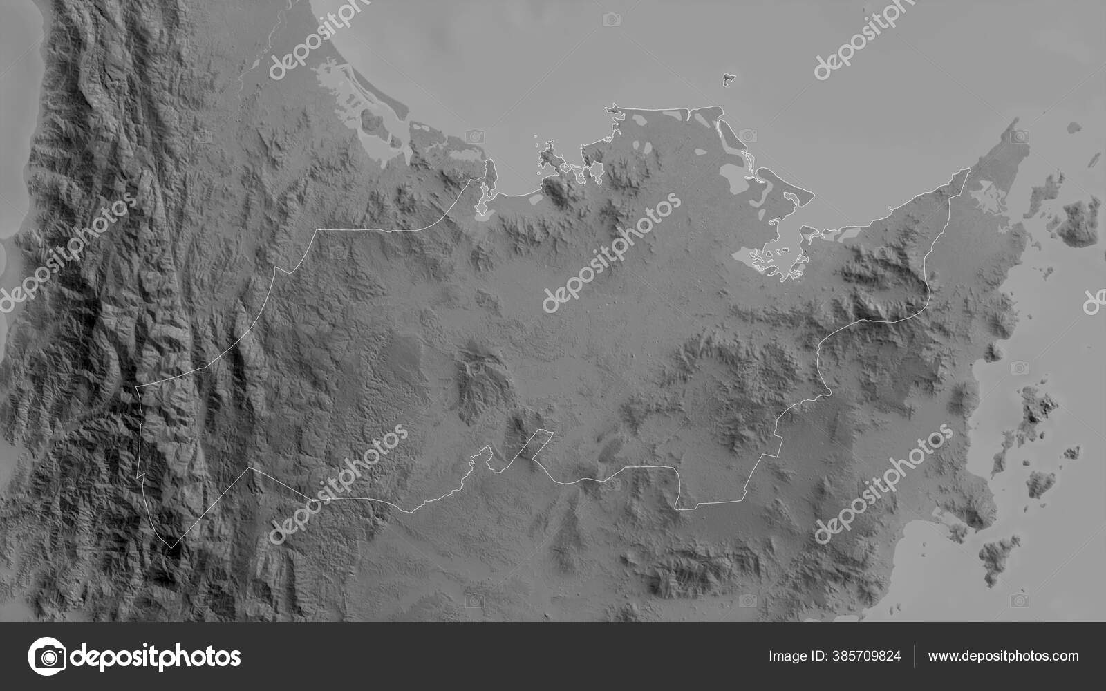 Capiz Province Philippines Grayscaled Map Lakes Rivers Shape Outlined ...