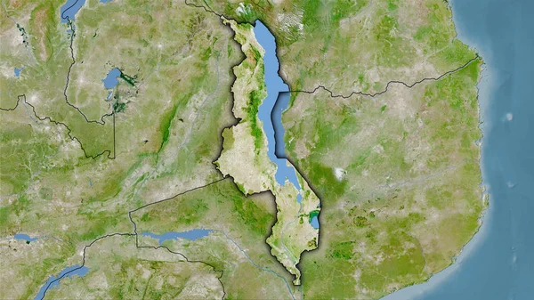 Malawi area on the satellite A map in the stereographic projection ...