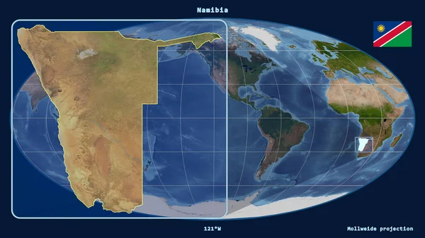 Zoomed-in view of Namibia outline with perspective lines against a ...