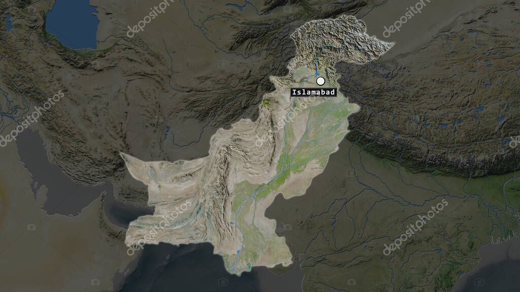 La zona destacada de Pakistán con el punto capital y la etiqueta en el ...