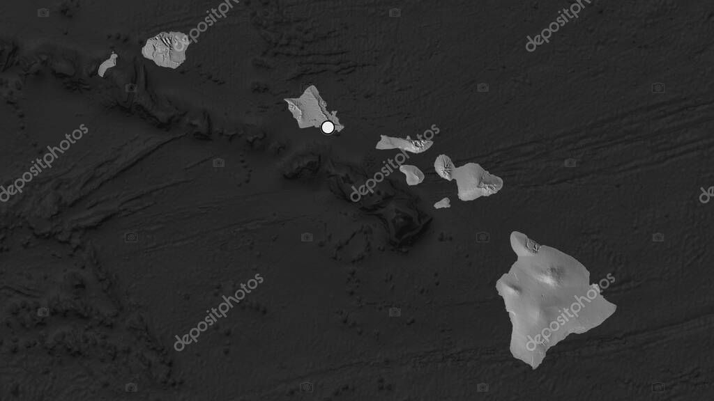 El área destacada de Estados Unidos Hawái con el punto capital en el ...