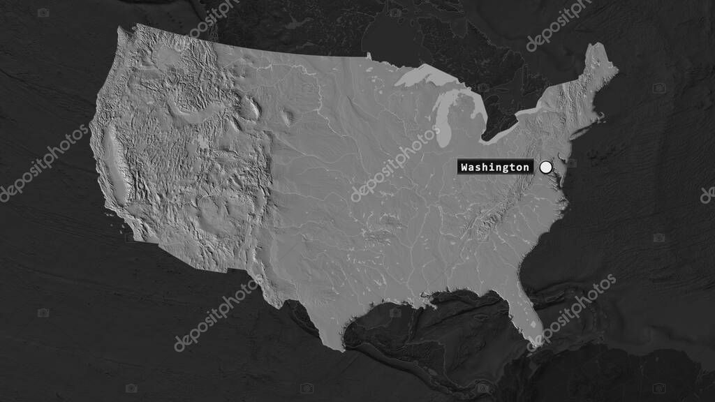 La zona destacada de Estados Unidos con el punto capital y la etiqueta ...