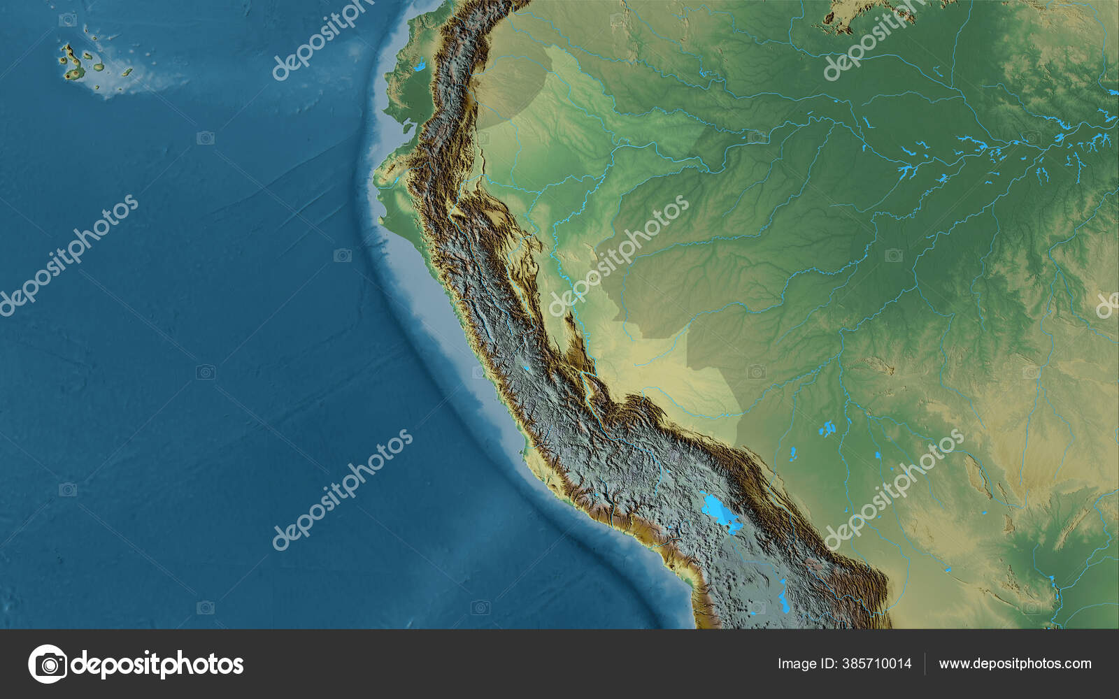Área Perú Mapa Topográfico Relieve Proyección Estereográfica ...