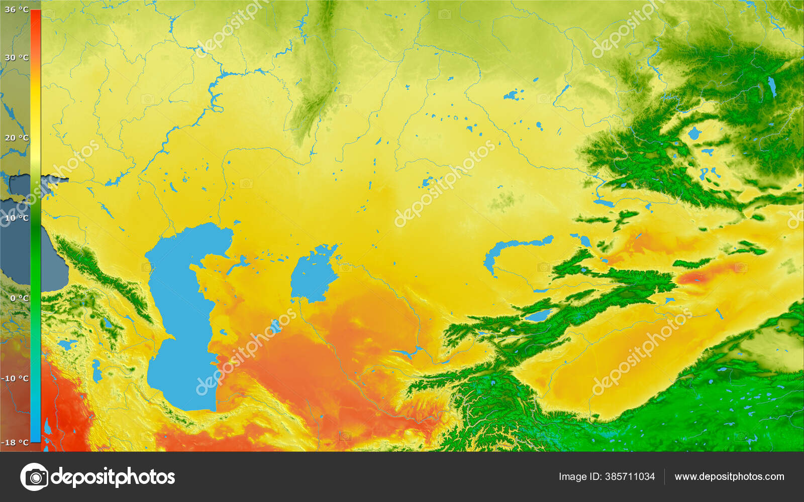 Mean Temperature Warmest Quarter Kazakhstan Area Stereographic ...