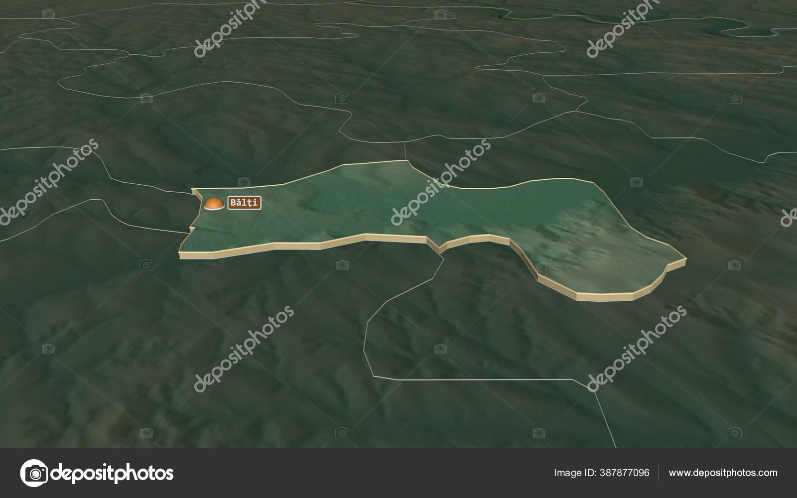 Zoom Balti City Moldova Extruded Oblique Perspective Topographic Relief ...