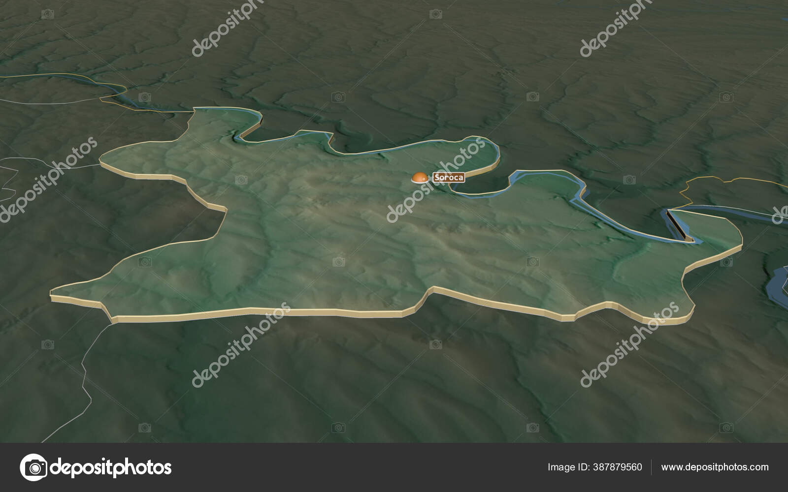 Zoom Soroca District Moldova Extruded Oblique Perspective Topographic ...