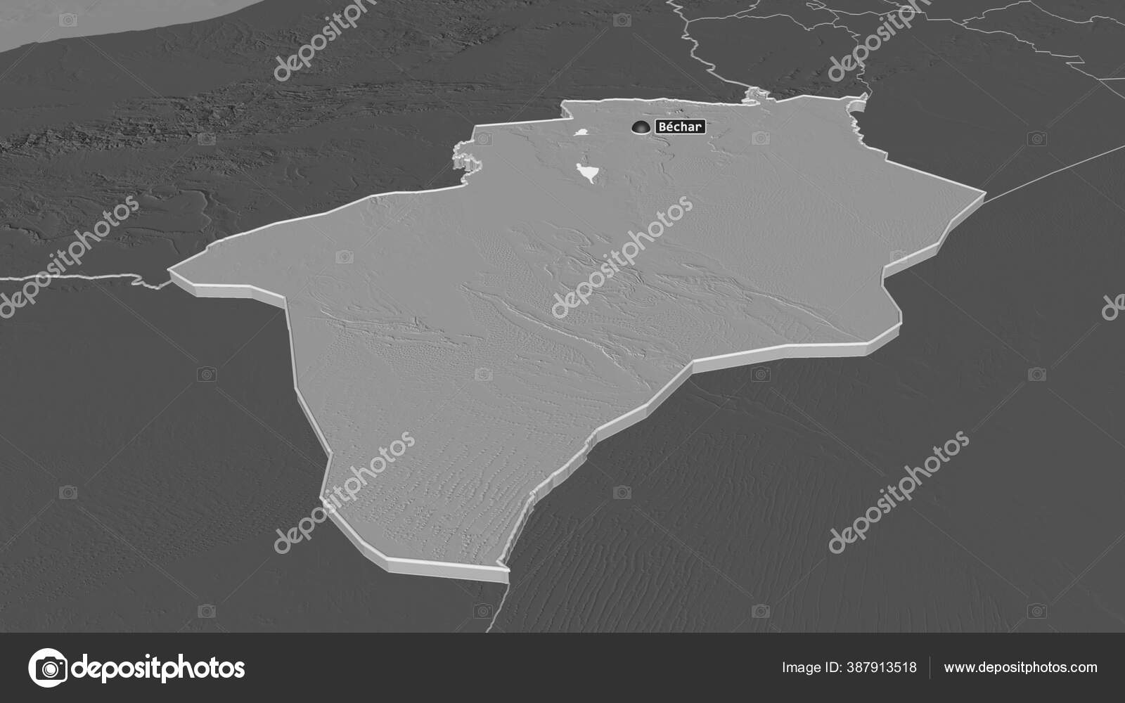 Zoom Bechar Province Algeria Extruded Oblique Perspective Bilevel ...