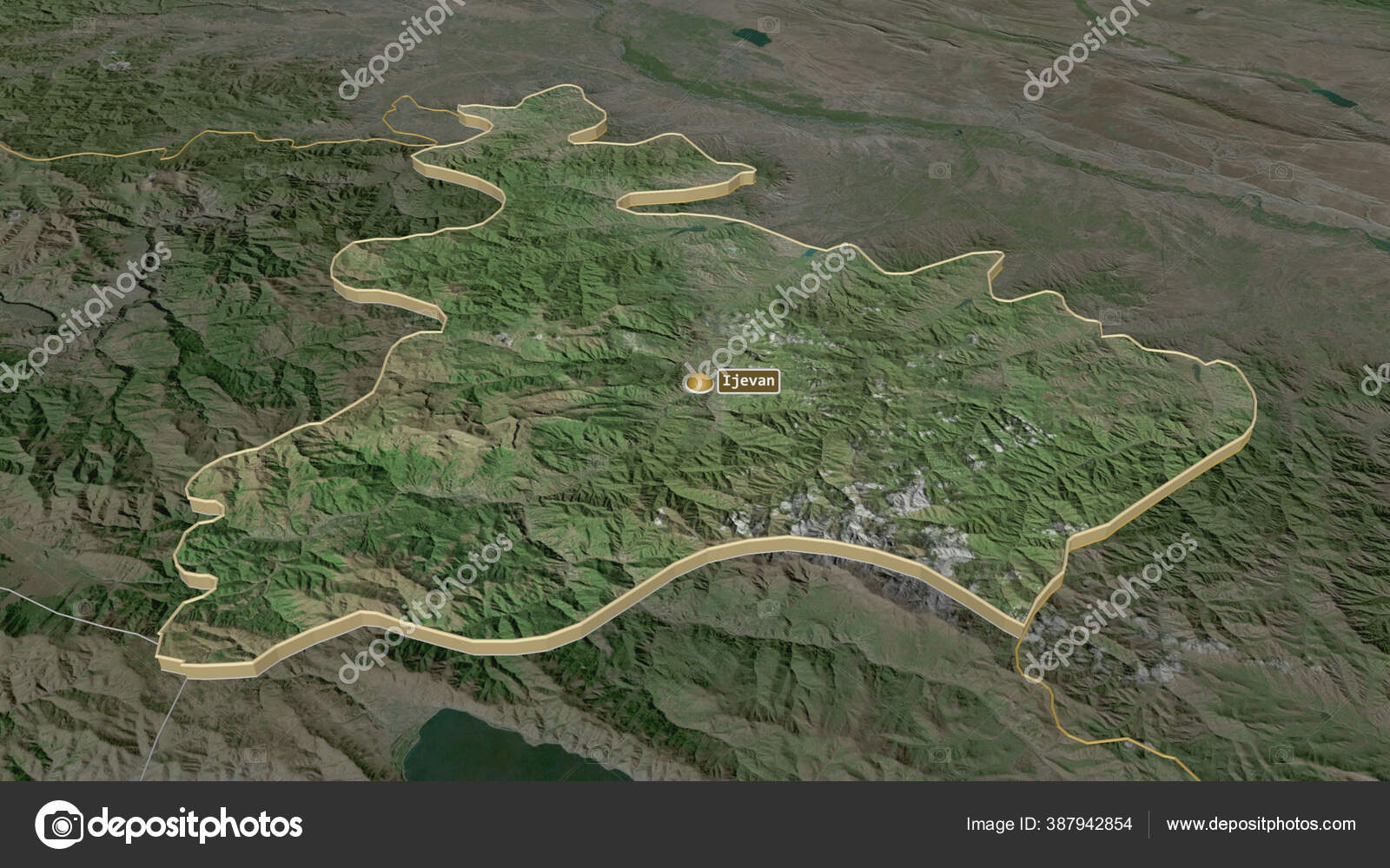 Zoom Tavush Province Armenia Extruded Oblique Perspective Satellite ...