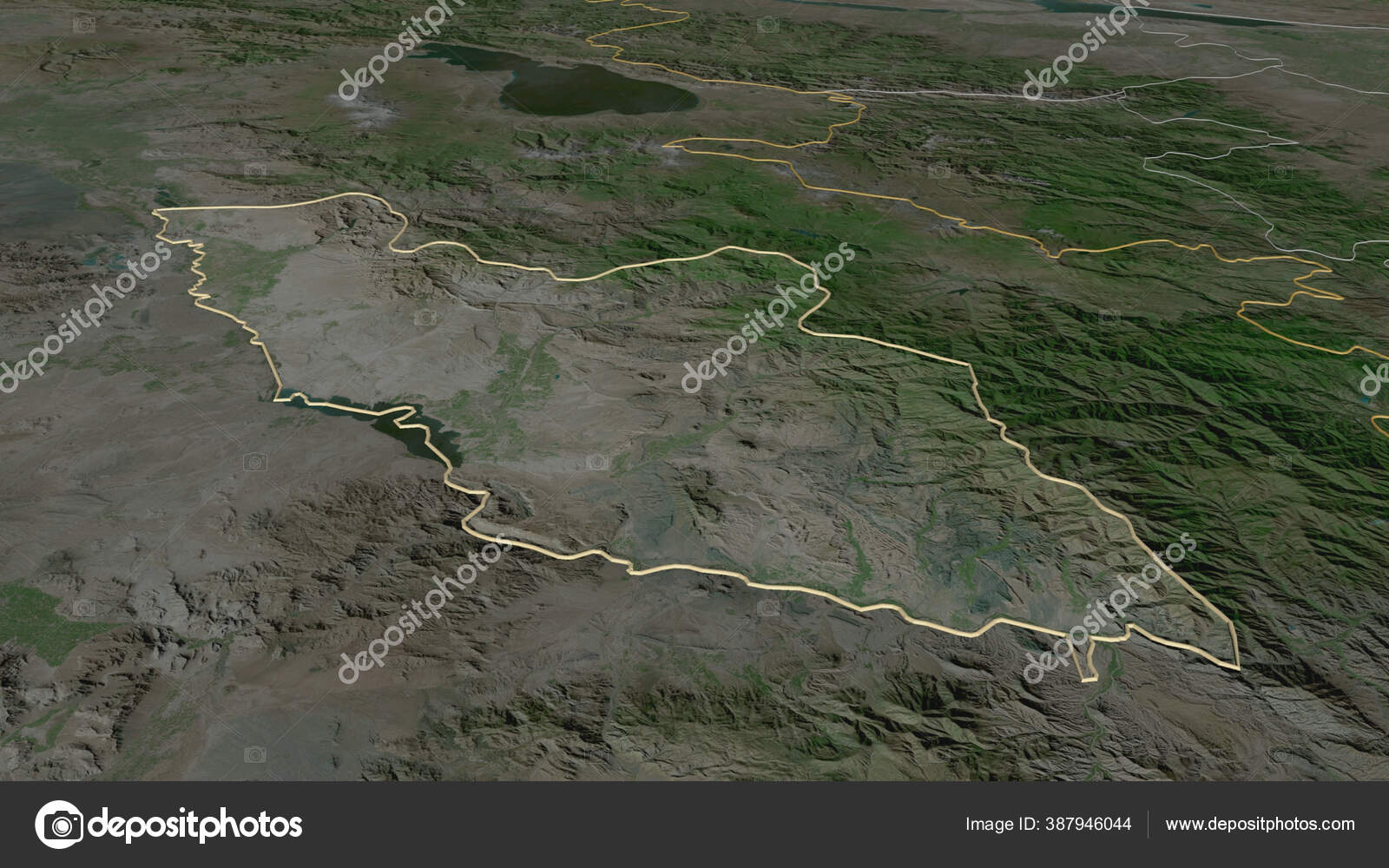 Zoom Nakhchivan Region Azerbaijan Outlined Oblique Perspective ...