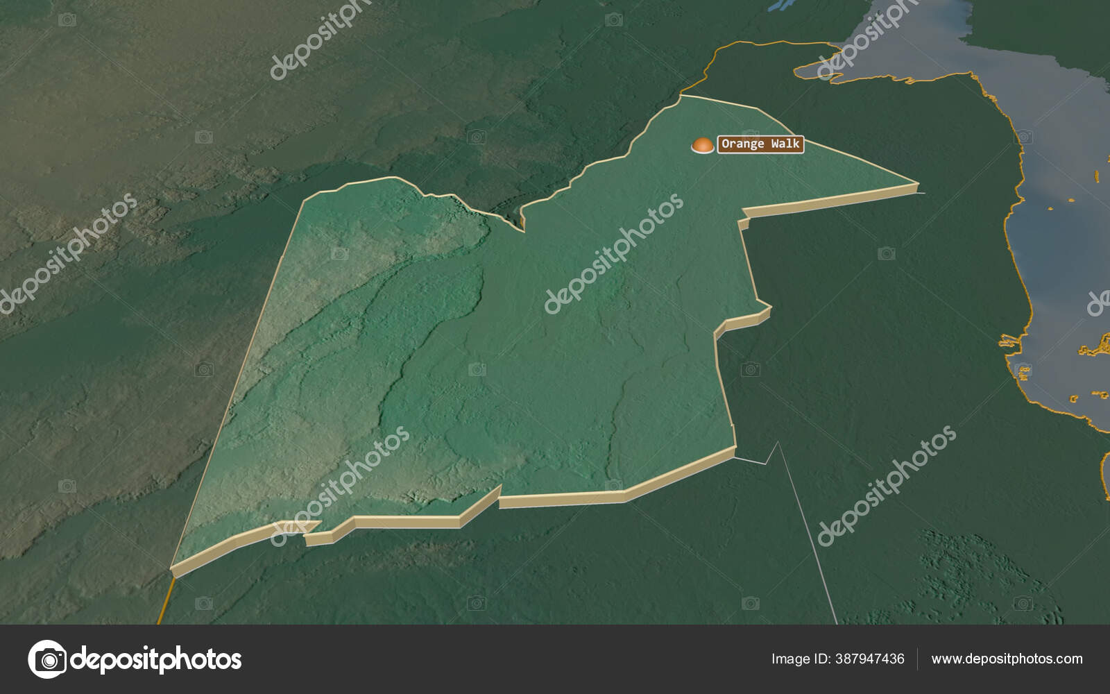 Zoom Orange Walk District Belize Extruded Oblique Perspective ...