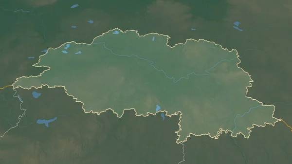 Zoom in on Vitsyebsk (region of Belarus) outlined. Oblique perspective ...