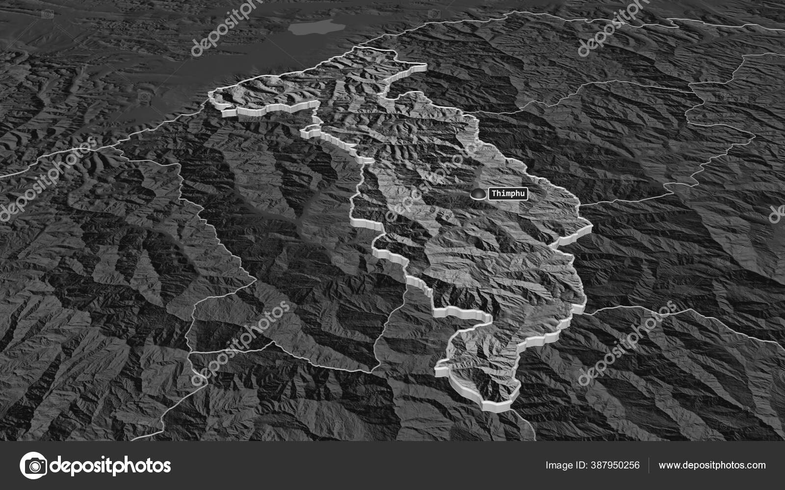 Zoom Thimphu District Bhutan Extruded Oblique Perspective Bilevel ...