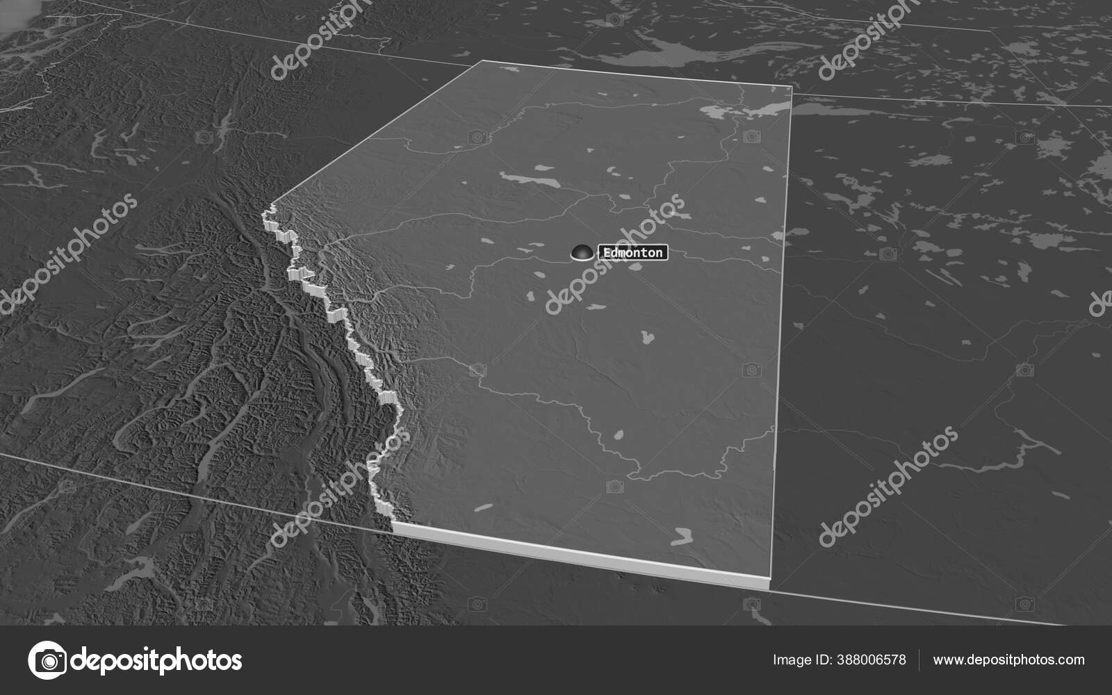 Zoom Alberta Province Canada Extruded Oblique Perspective Bilevel ...
