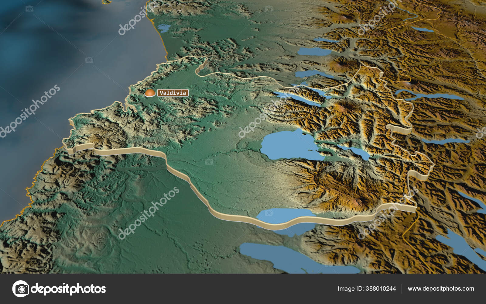 Ampliar Los Ríos Región Chile Extruido Perspectiva Oblicua Mapa ...