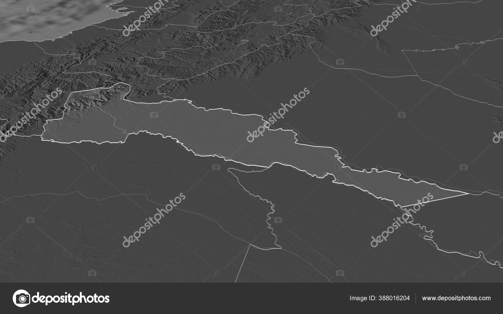 Zoom Putumayo Intendancy Colombia Outlined Oblique Perspective Bilevel ...