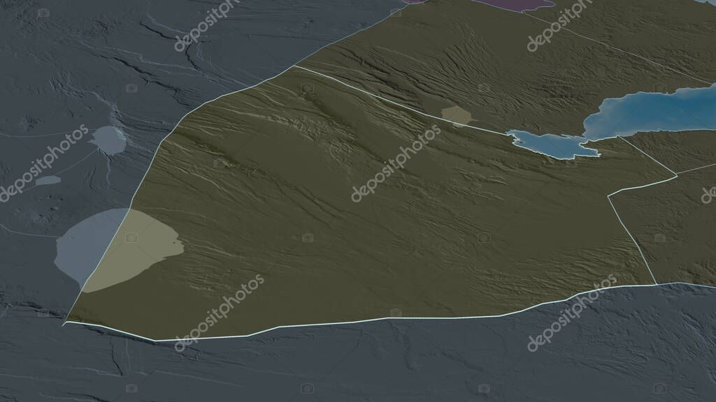 Ampliar en Dikhil (región de Djibouti) delineado. Perspectiva oblicua ...