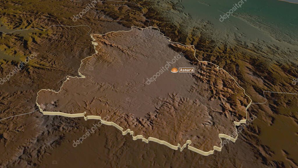 Ampliar en Maekel (región de Eritrea) extruido. Perspectiva oblicua ...