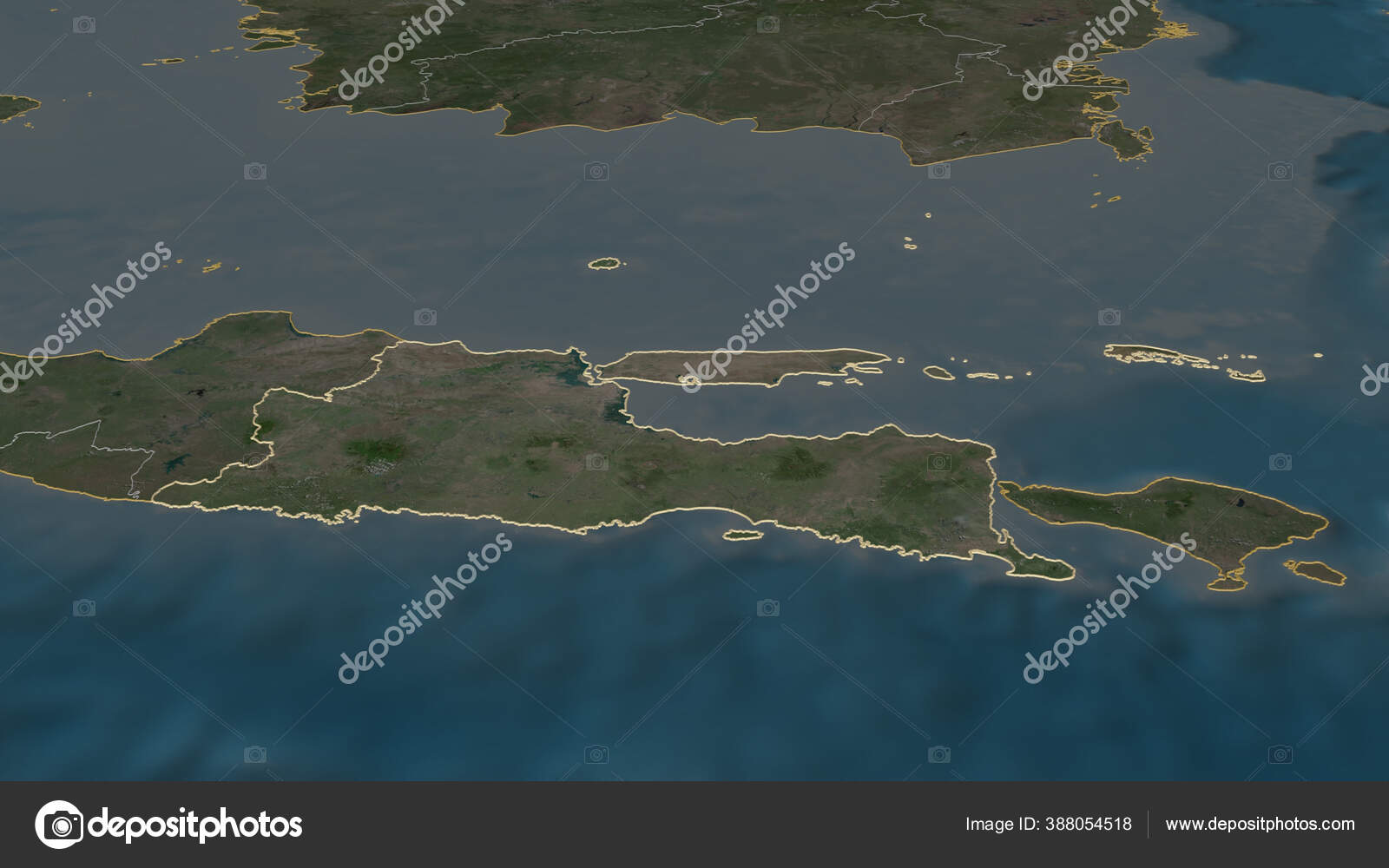 Zoom Jawa Timur Province Indonesia Outlined Oblique Perspective ...