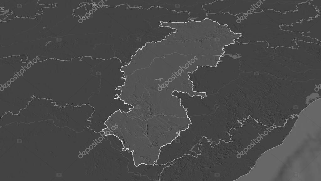 Ampliar Chhattisgarh (estado de la India) esbozado. Perspectiva oblicua ...