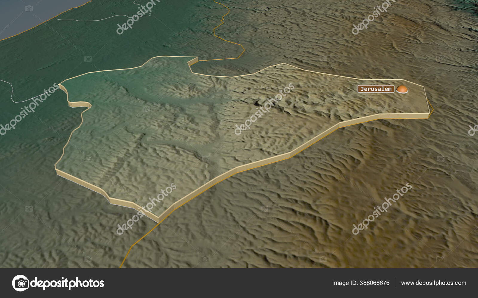 Zoom Jerusalem District Israel Extruded Oblique Perspective Topographic ...