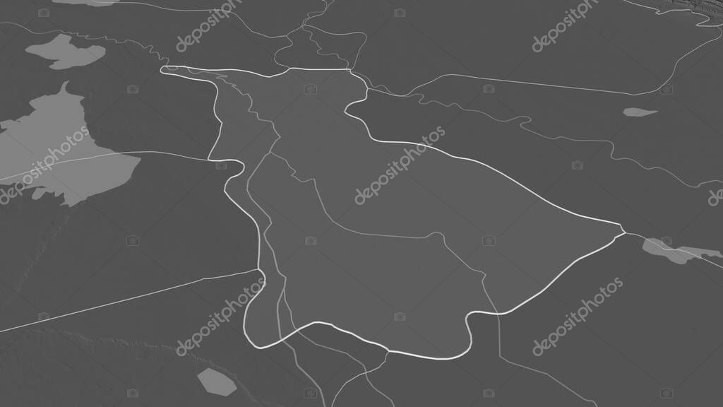 Acérquese a Babil (provincia de Irak) esbozado. Perspectiva oblicua ...