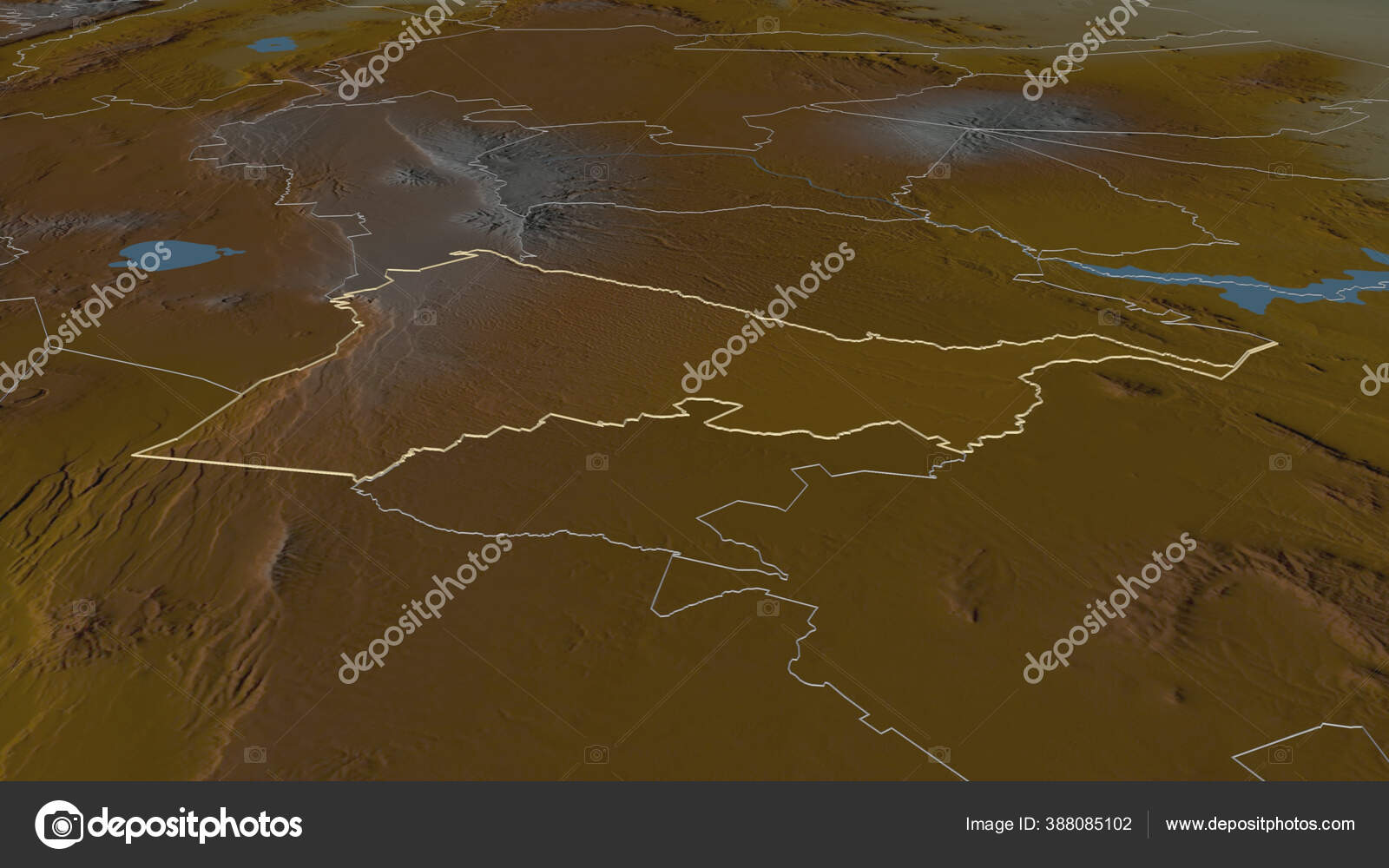 Zoom Kiambu County Kenya Outlined Oblique Perspective Topographic ...