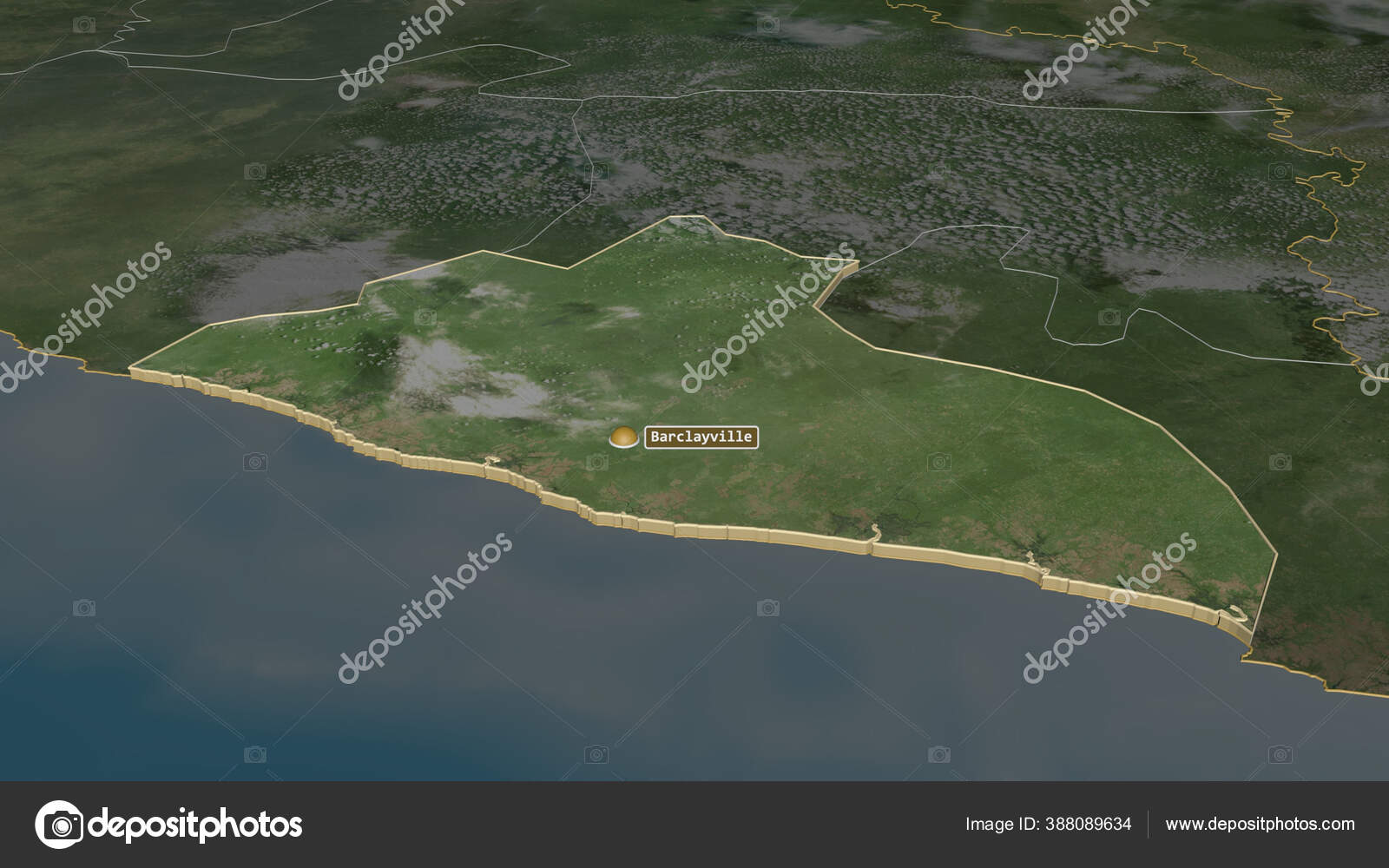 Zoom Grand Kru County Liberia Extruded Oblique Perspective Satellite ...