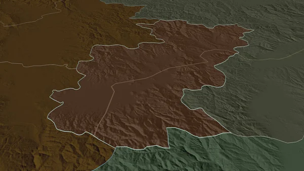 Acérquese a Gnjilane (distrito de Kosovo) esbozado. Perspectiva oblicua ...