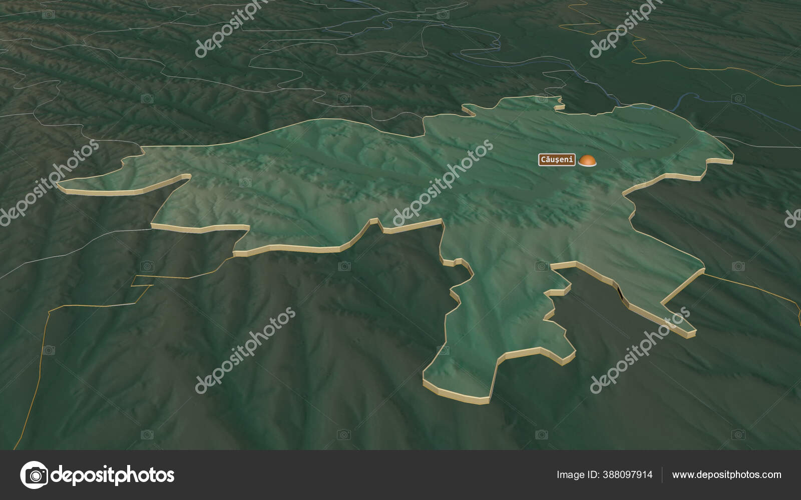 Zoom Causeni District Moldova Extruded Oblique Perspective Topographic ...