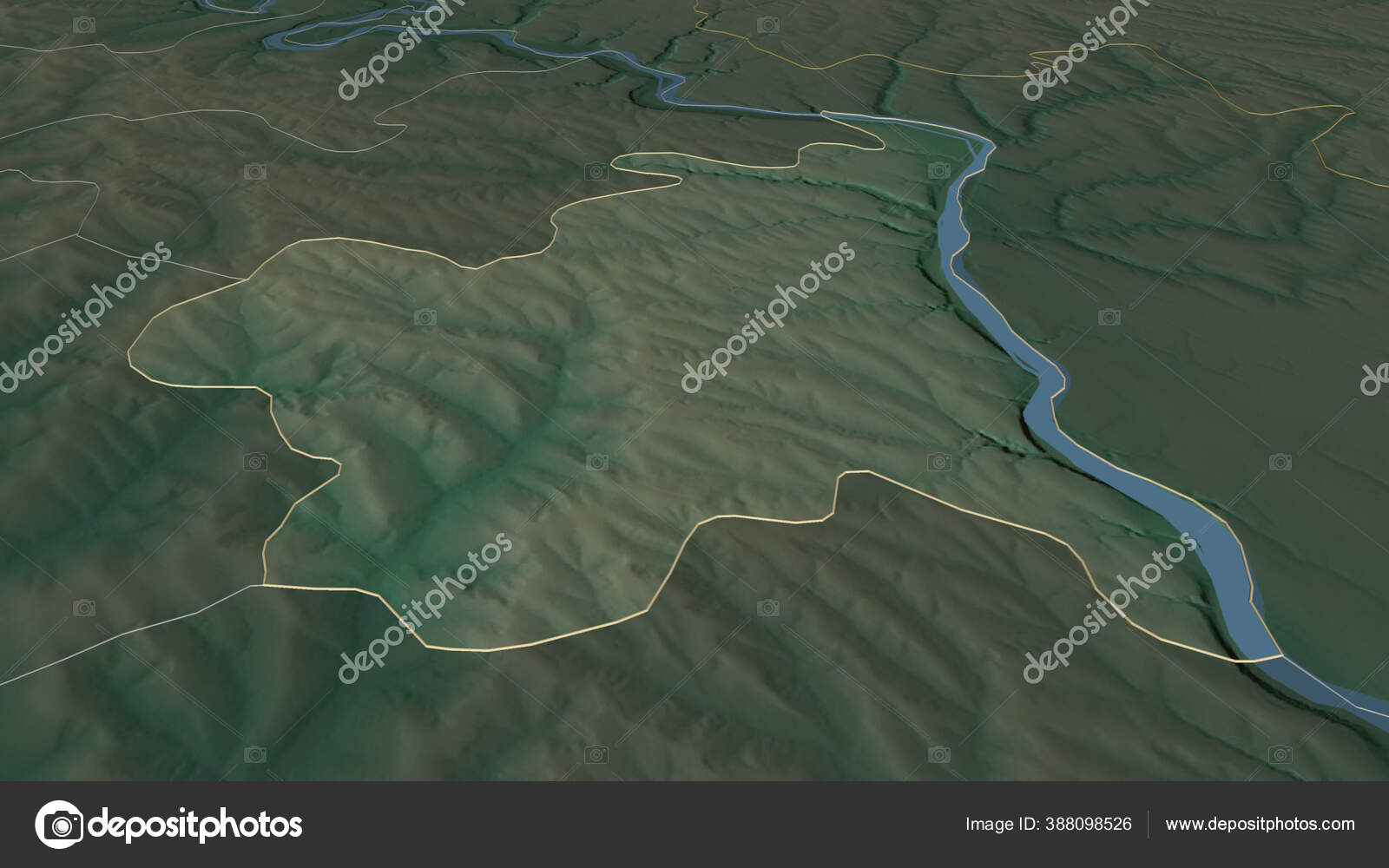 Zoom Rezina District Moldova Outlined Oblique Perspective Topographic ...