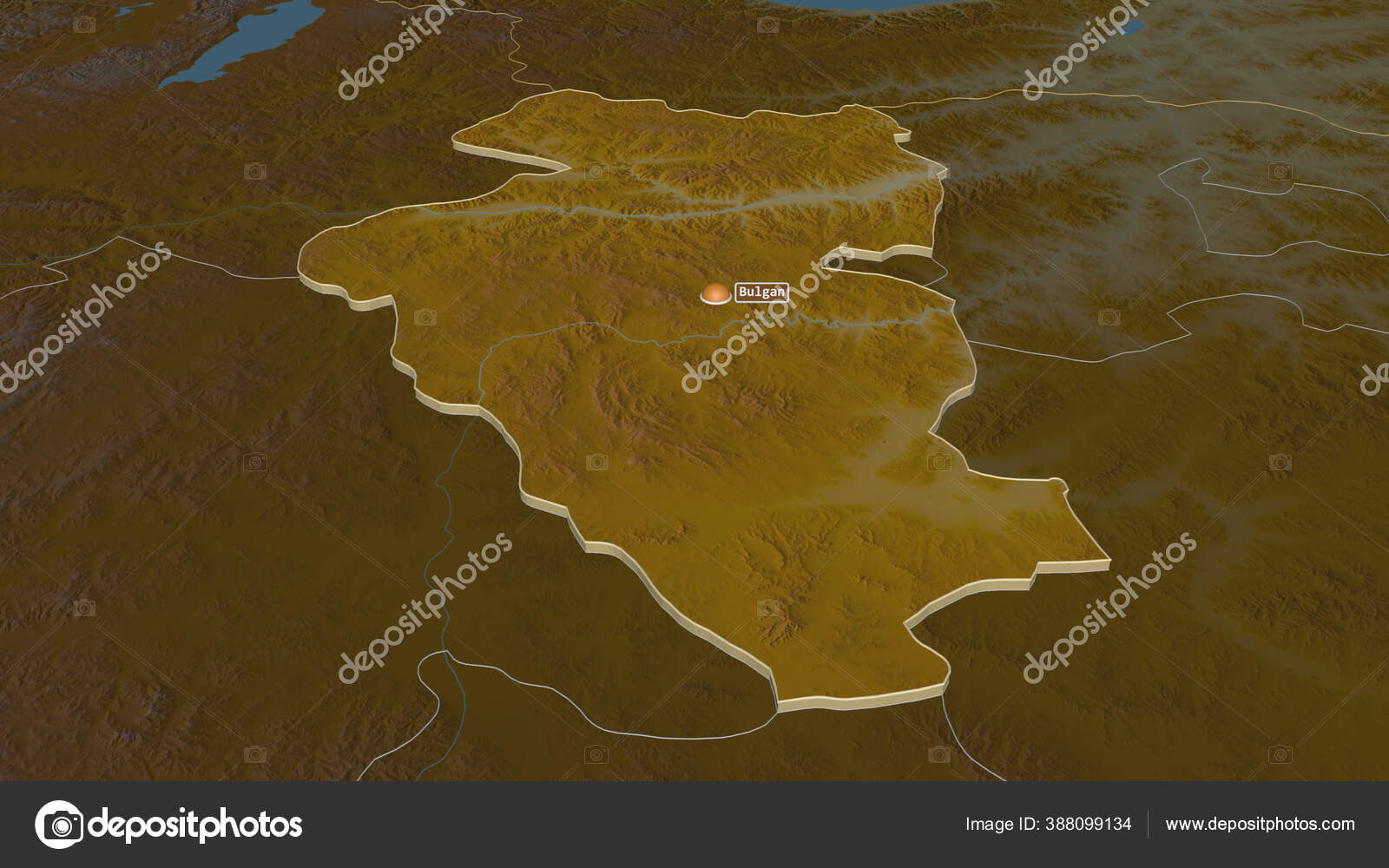 Zoom Bulgan Province Mongolia Extruded Oblique Perspective Topographic ...